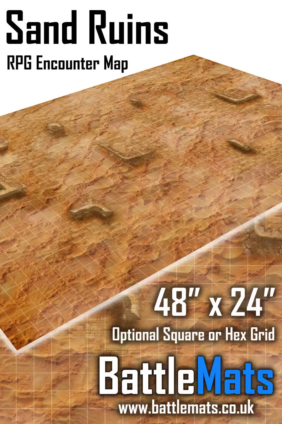 Sand Ruins 48" x 24" RPG Encounter Map - Loke BattleMats | Fantasy ...
