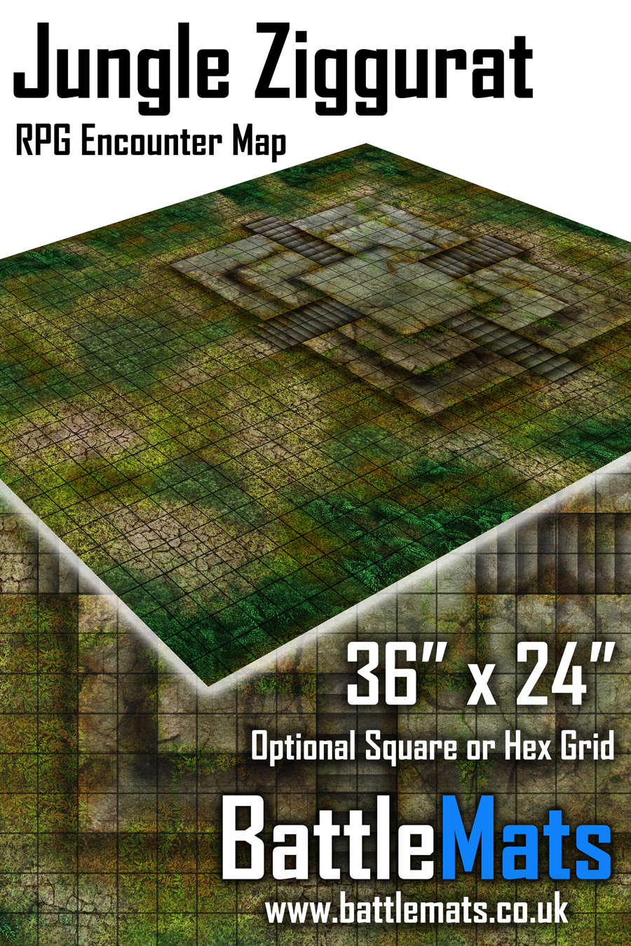 Jungle Ziggurat 36" x 24" RPG Encounter Map - Loke BattleMats | Fantasy ...