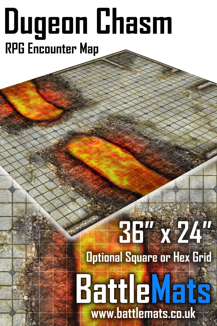 Dungeon Chasm 36" x 24" RPG Encounter Map - Loke BattleMats | Fantasy ...