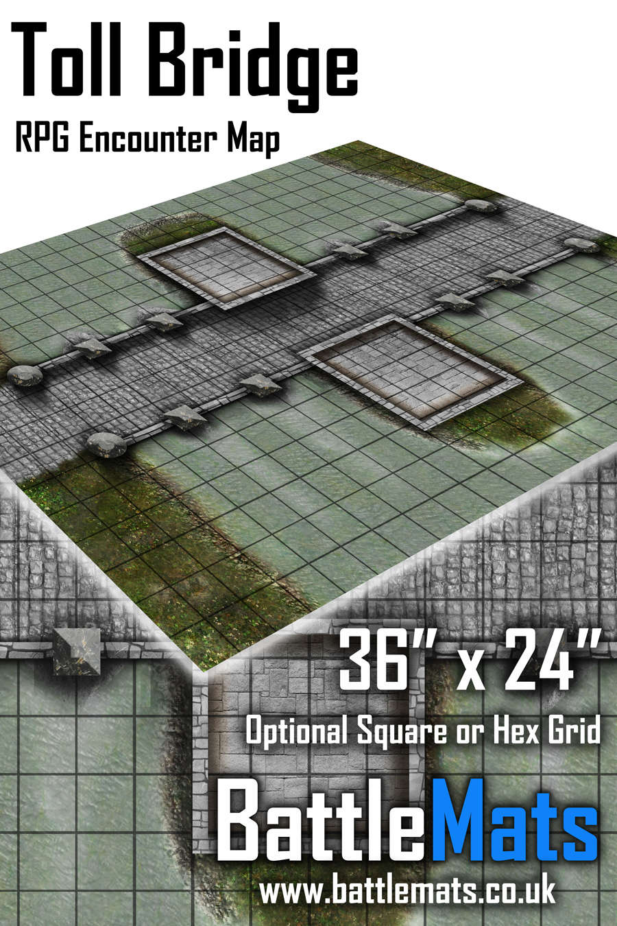 Toll Bridge 36" x 24" RPG Encounter Map - Loke BattleMats | Fantasy ...