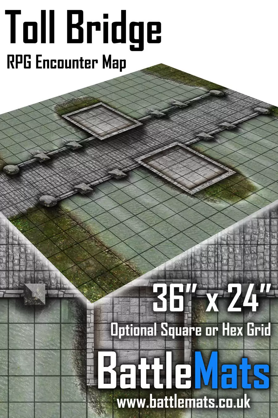 Toll Bridge 36" x 24" RPG Encounter Map - Loke BattleMats | Fantasy ...