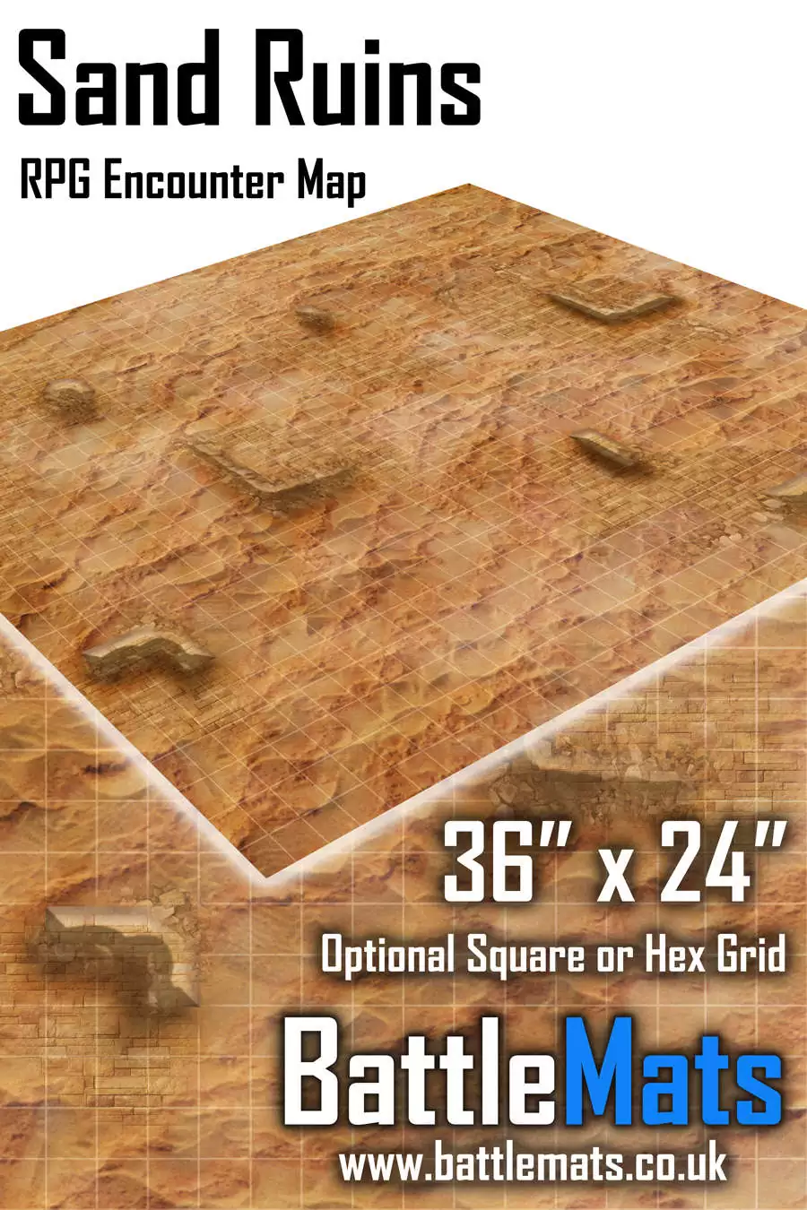 Sand Ruins 36" x 24" RPG Encounter Map - Loke BattleMats | Fantasy ...