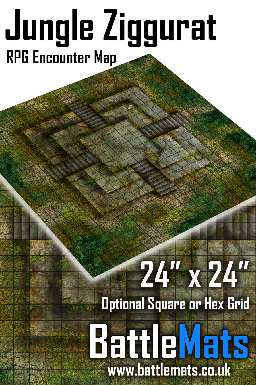Jungle Ziggurat 24" x 24" RPG Encounter Map - Loke BattleMats | Fantasy ...