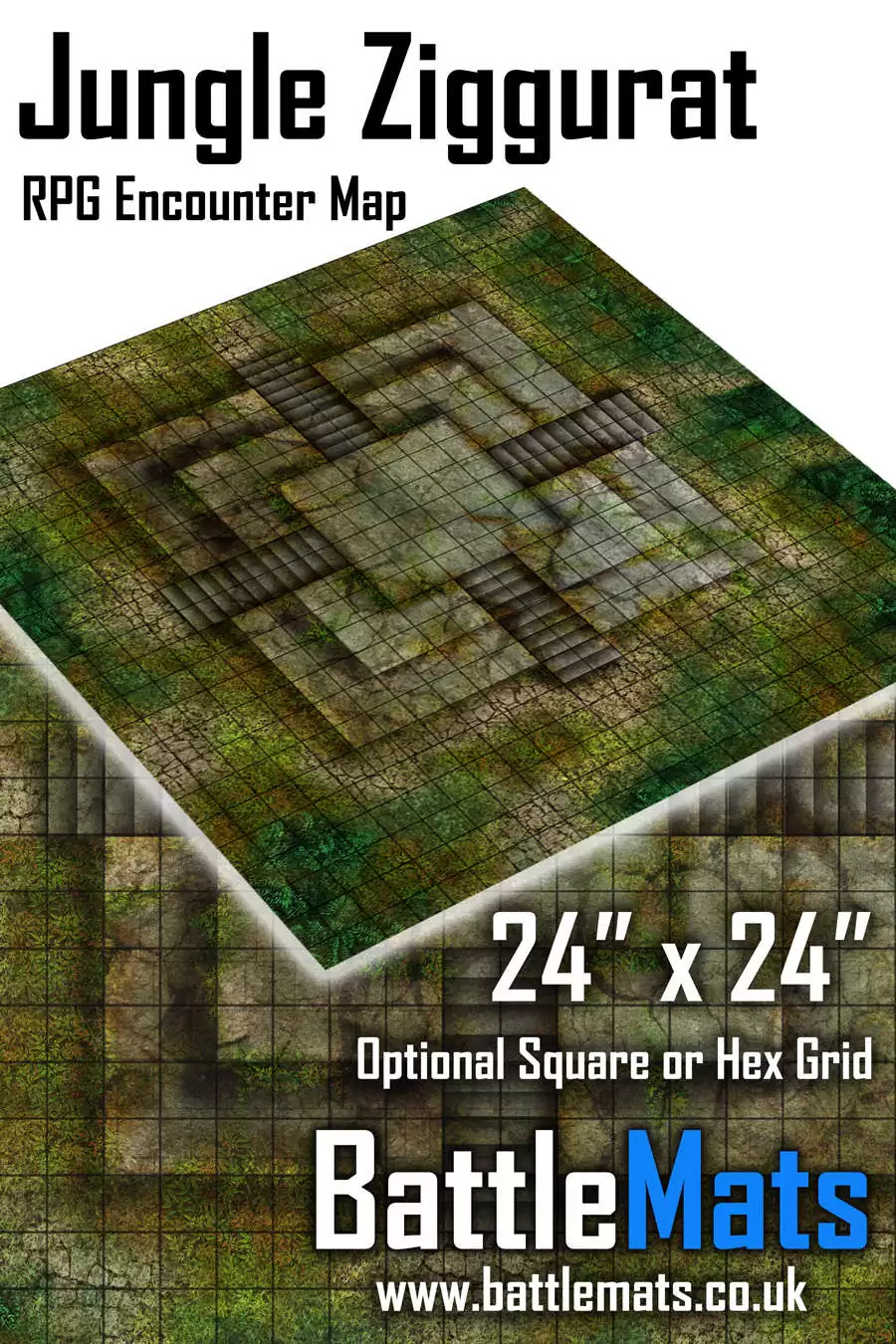Jungle Ziggurat 24" x 24" RPG Encounter Map - Loke BattleMats | Fantasy ...