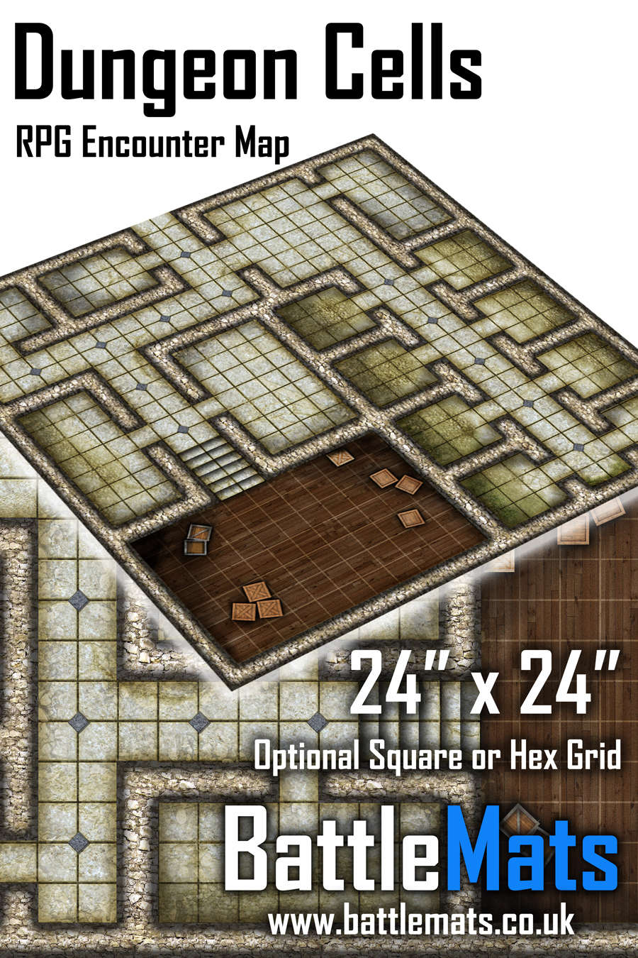 Dungeon Cells 24" x 24" RPG Encounter Map - Loke BattleMats | Fantasy ...