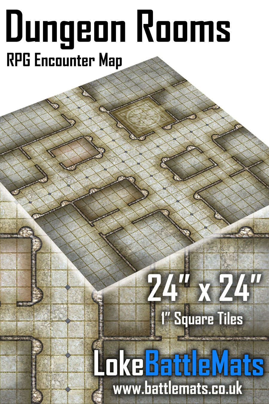 Dungeon Rooms 24" x 24" RPG Encounter Map - Loke BattleMats | Fantasy ...
