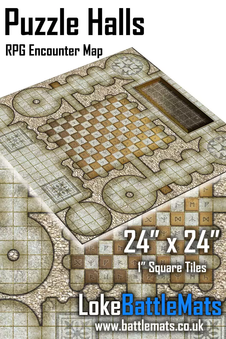 Puzzle Halls 24" x 24" RPG Encounter Map - Loke BattleMats | Fantasy ...
