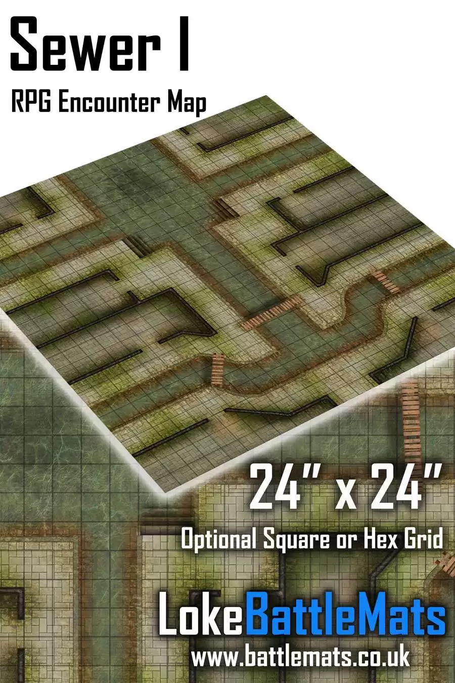Sewer I 24" x 24" RPG Encounter Map - Loke BattleMats | Fantasy Battle ...