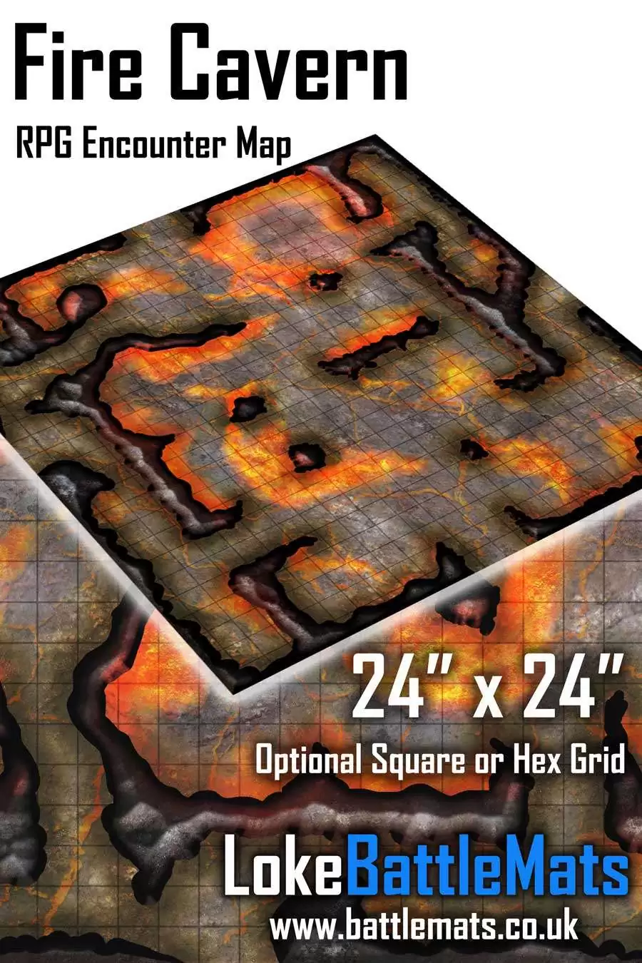 Fire Cavern 24" x 24" RPG Encounter Map - Loke BattleMats | Fantasy ...