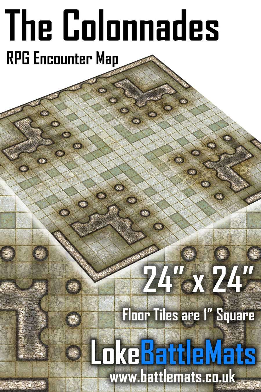 The Colannades 24" x 24" RPG Encounter Map - Loke BattleMats | Fantasy ...