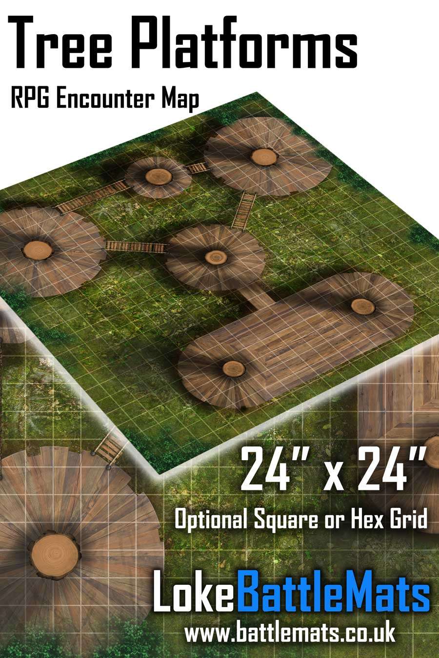 Tree Platforms 24" x 24" RPG Encounter Map - Loke BattleMats | Fantasy ...