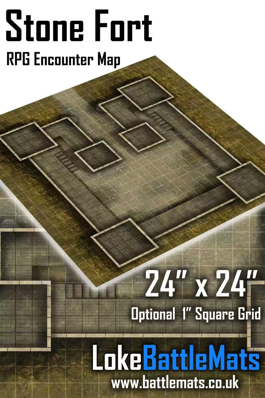 Stone Fort 24" x 24" RPG Encounter Map - Loke BattleMats | Fantasy ...