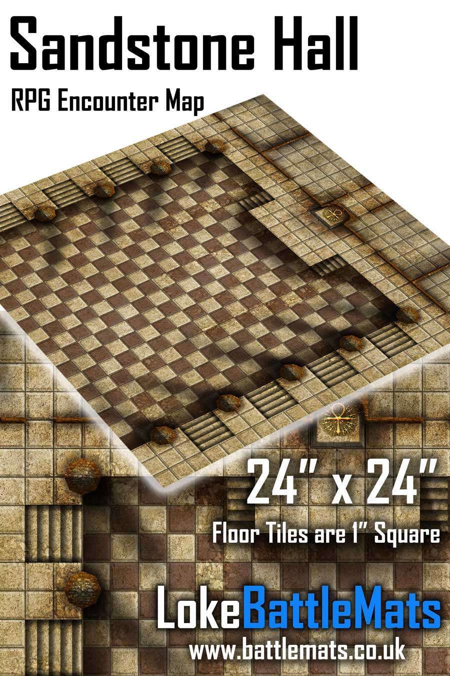 Sandstone Hall 24" x 24" RPG Encounter Map - Loke BattleMats | Fantasy ...