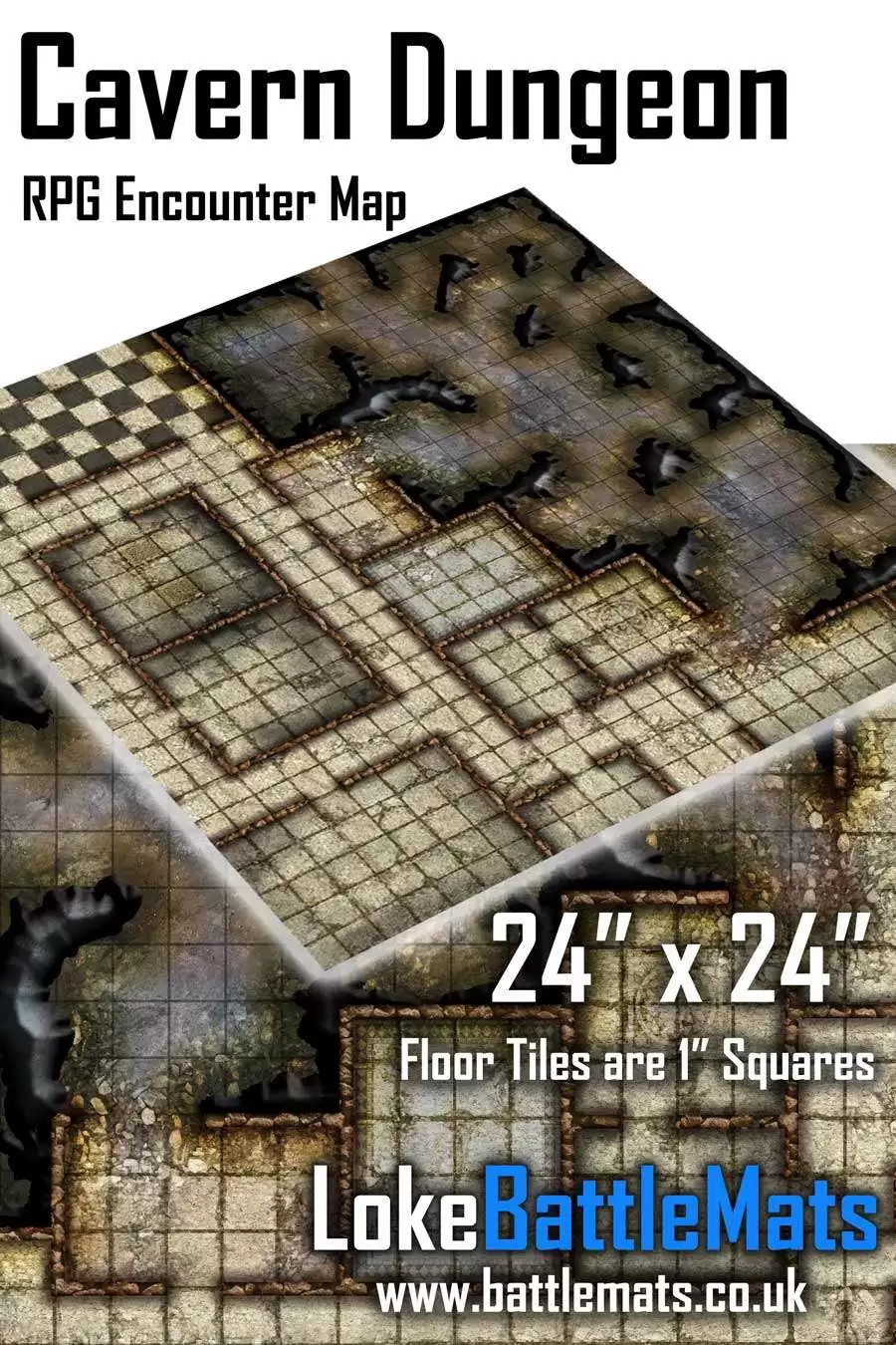 Cavern Dungeon 24" x 24" RPG Encounter Map - Loke BattleMats | Fantasy ...