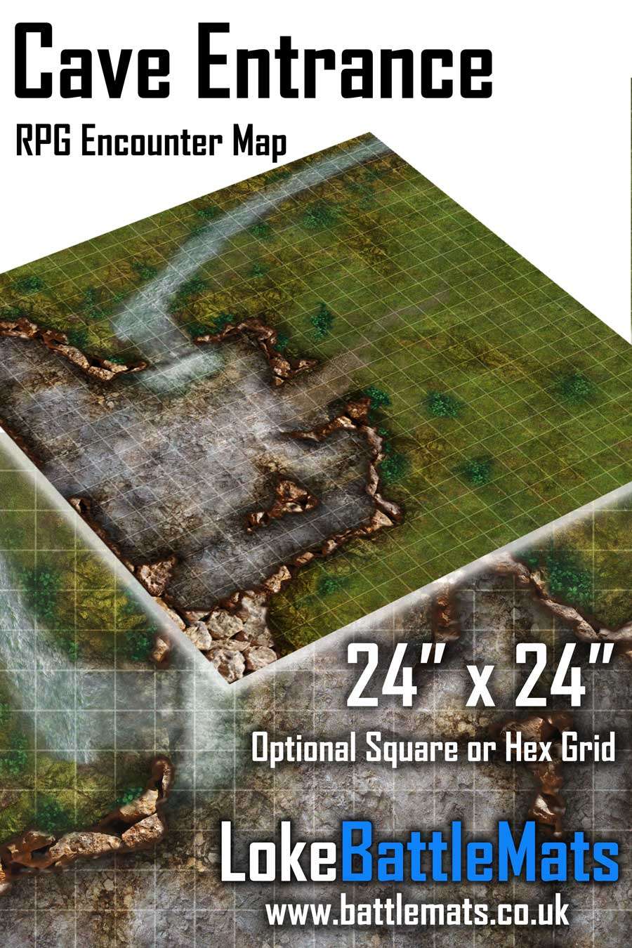 Cave Entrance 24" x 24" RPG Encounter Map - Loke BattleMats | Fantasy ...