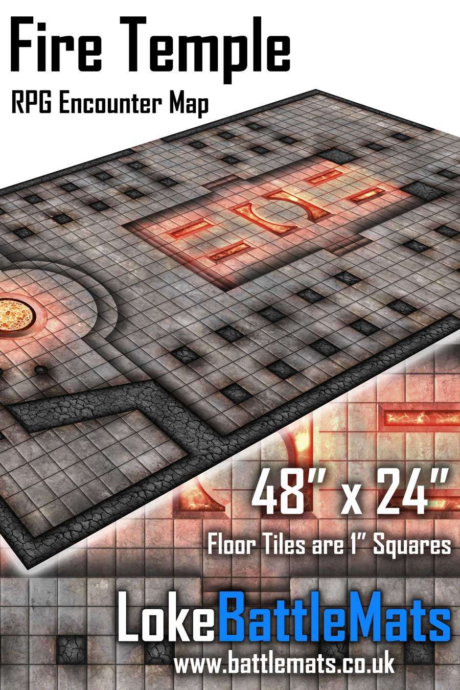 Fire Temple 48" x 24" RPG Encounter Map - Loke BattleMats | Fantasy ...