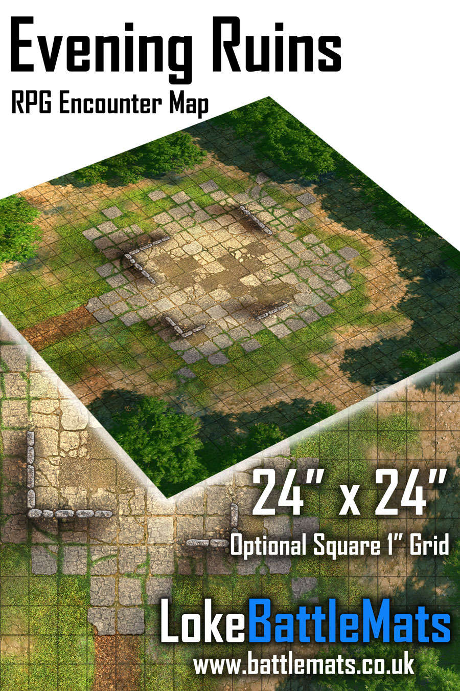 Evening Ruins 24" x 24" RPG Encounter Map - Loke BattleMats | Fantasy ...