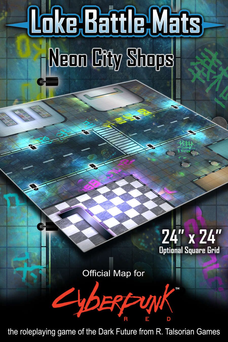Neon City Shops 24" x 24" RPG Encounter Map - Loke BattleMats ...