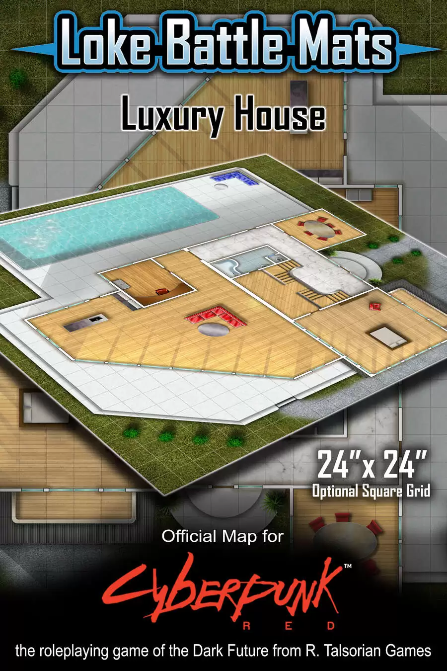 Luxury House 24"x24" Cyberpunk RED Map - Loke BattleMats | Cyberpunk ...