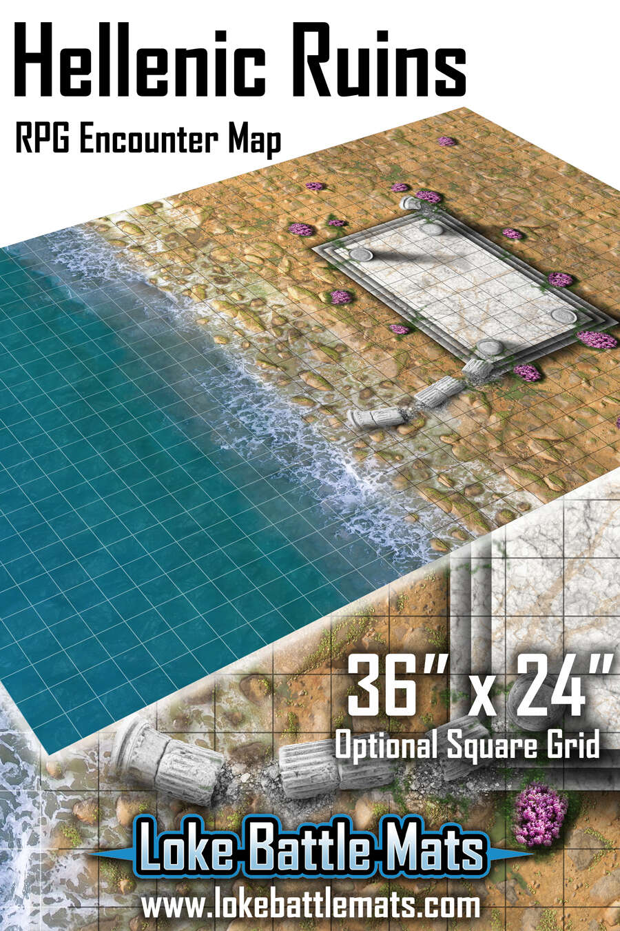 Hellenic Ruins 36" x 24" RPG Encounter Map - Loke BattleMats | Fantasy ...