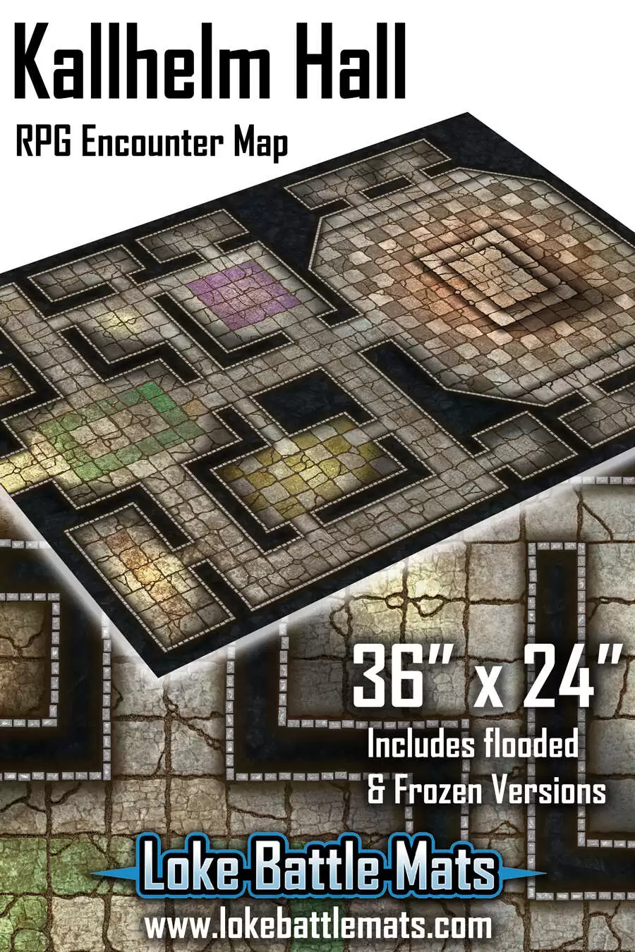 Kallhelm Hall 36" x 24" RPG Encounter Map - Loke BattleMats | Fantasy ...