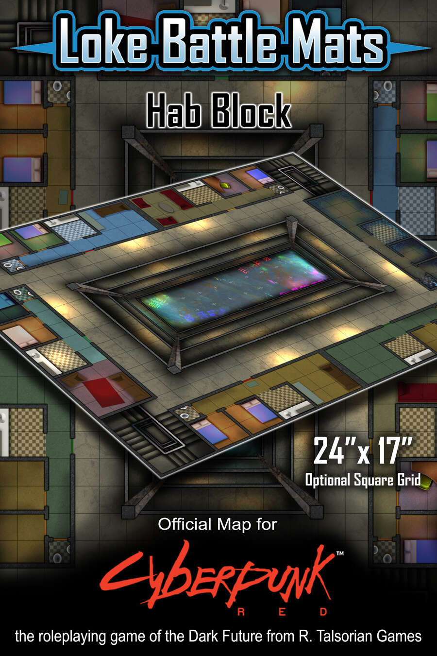 Hab Block 24" x 17" Cyberpunk RED Battle Map - Loke BattleMats ...
