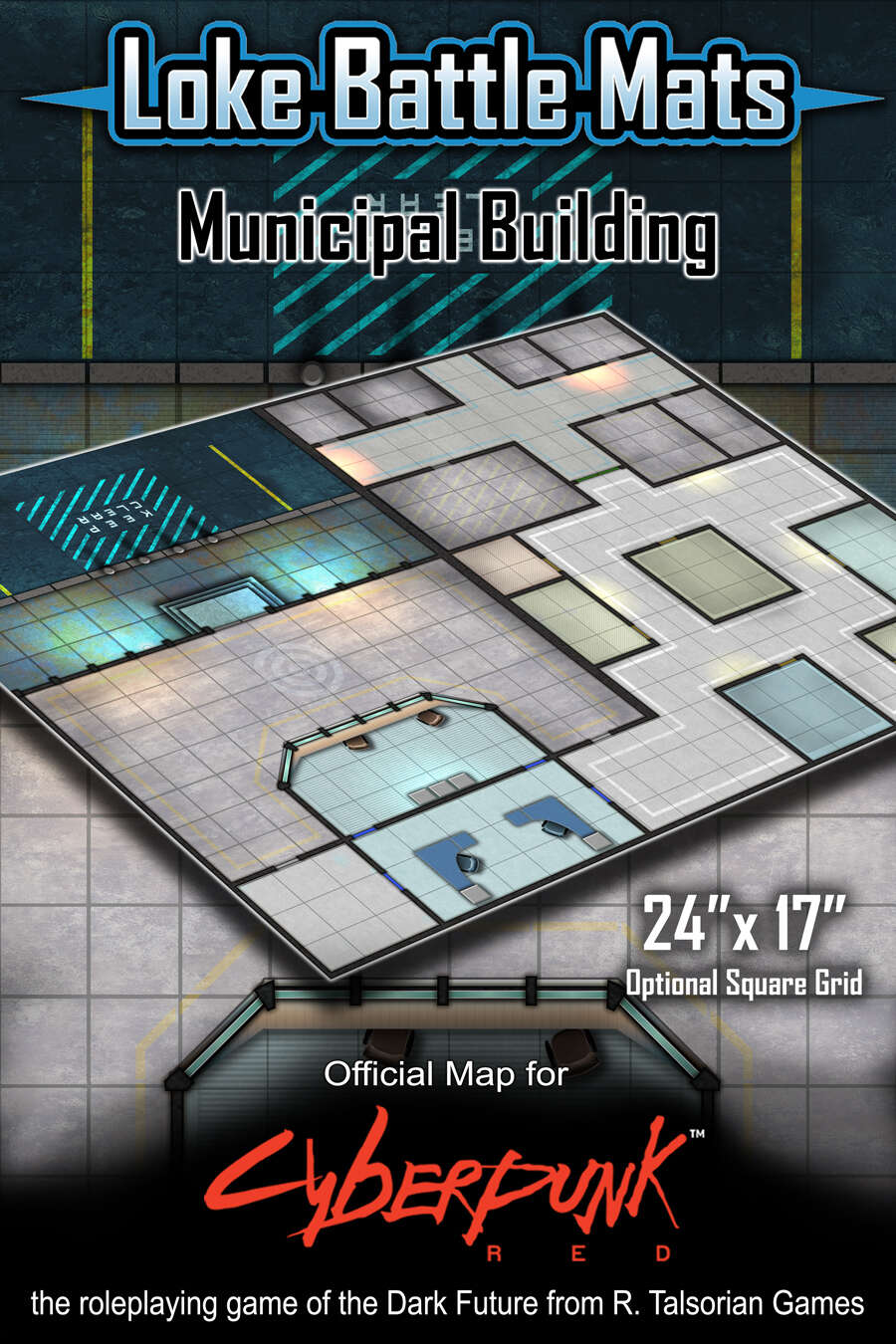 Municipal Building 24" x 17" Cyberpunk RED Battle Map - Loke BattleMats ...