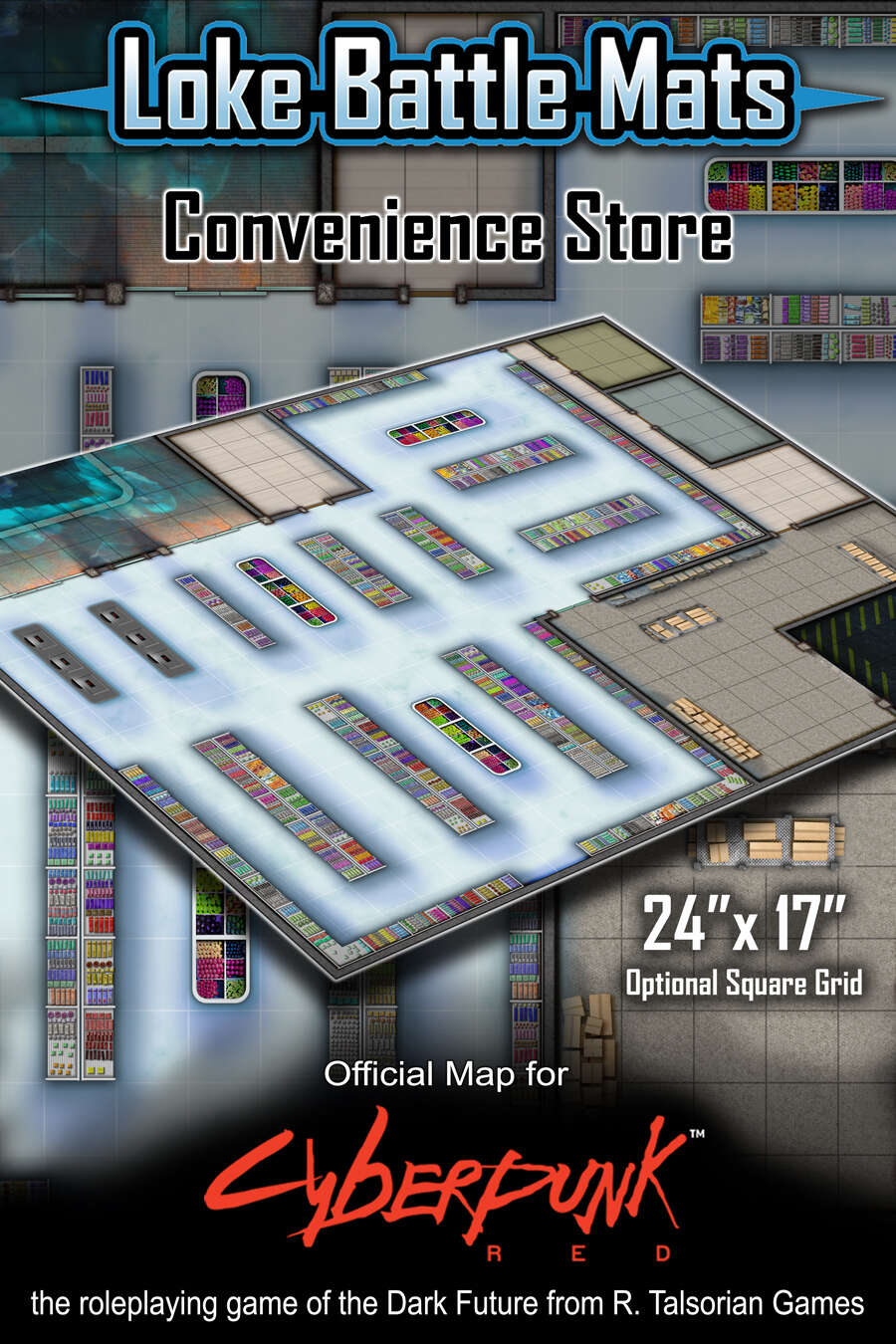 Convenience Store 24" x 17" Cyberpunk RED Battle Map - Loke BattleMats ...