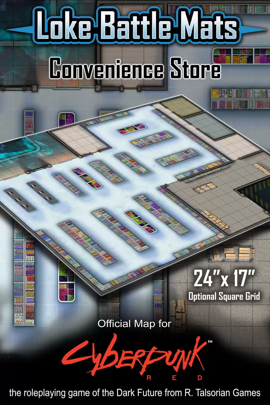 Convenience Store 24" x 17" Cyberpunk RED Battle Map - Loke BattleMats ...