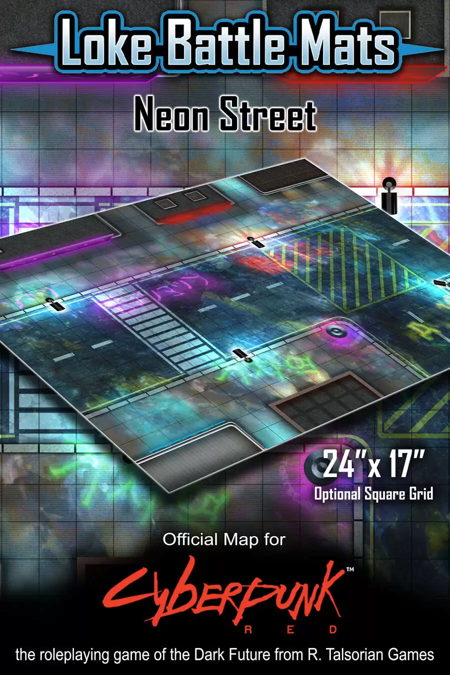 Neon Street 24" x 17" Cyberpunk RED Battle Map - Loke BattleMats ...
