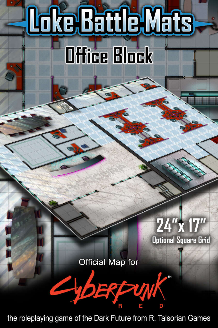 Office Block 24" x 17" Cyberpunk RED Battle Map - Loke BattleMats ...