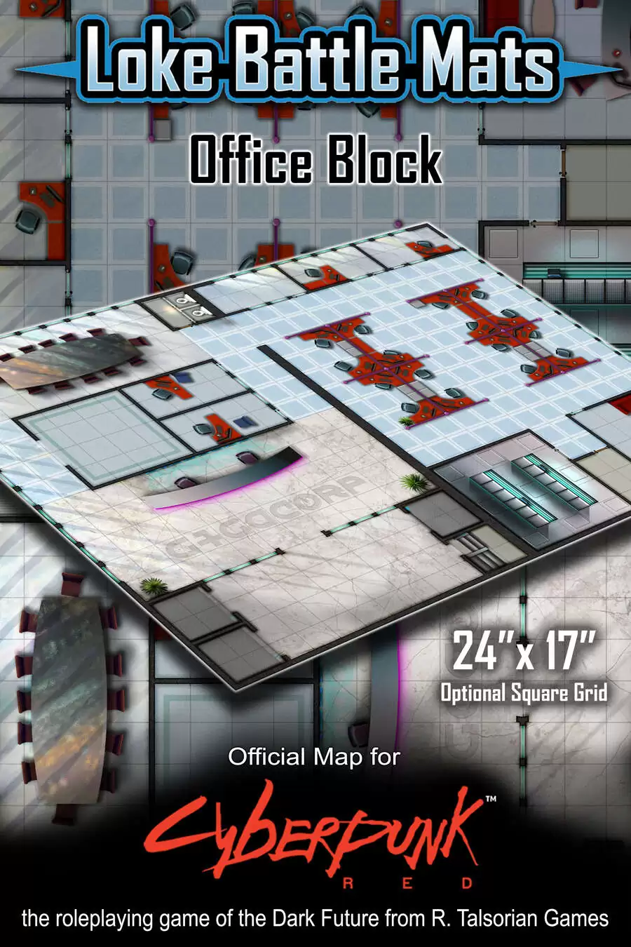 Office Block 24" x 17" Cyberpunk RED Battle Map - Loke BattleMats ...