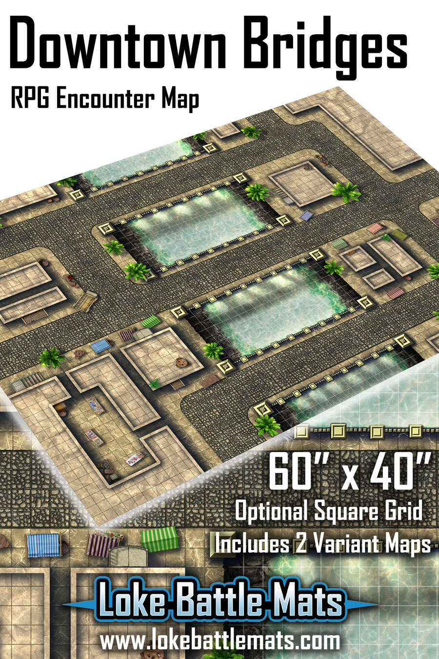Downtown Bridges 60" x 40" RPG Encounter Map - Loke BattleMats ...