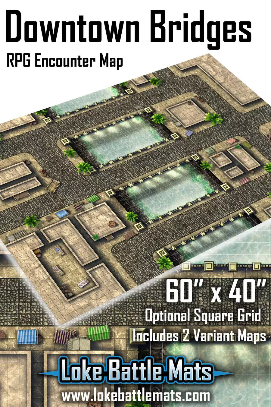 Downtown Bridges 60" x 40" RPG Encounter Map - Loke BattleMats ...