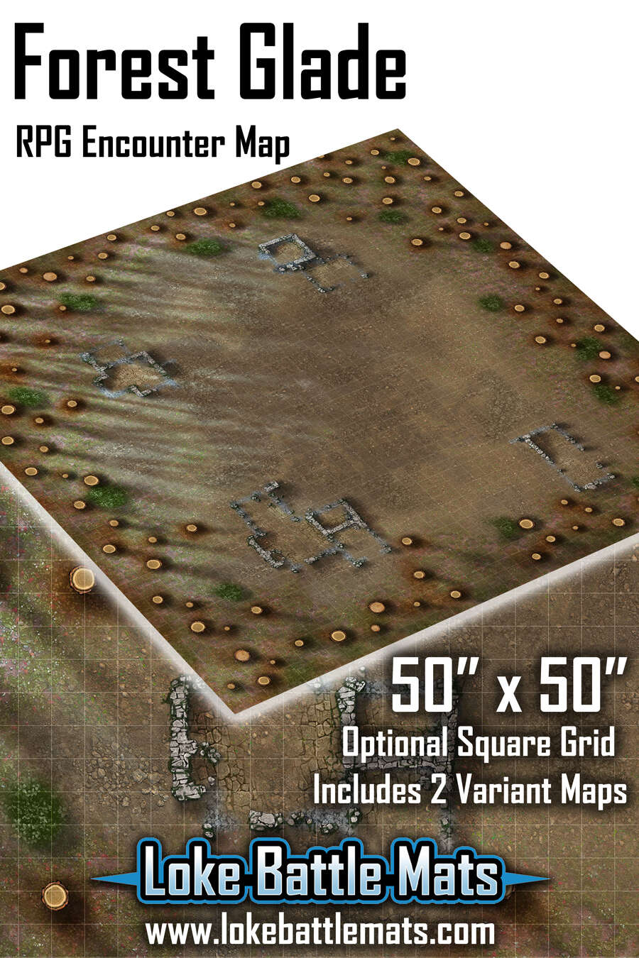 Forest Glade 50" x 50" RPG Encounter Map - Loke BattleMats | Fantasy ...