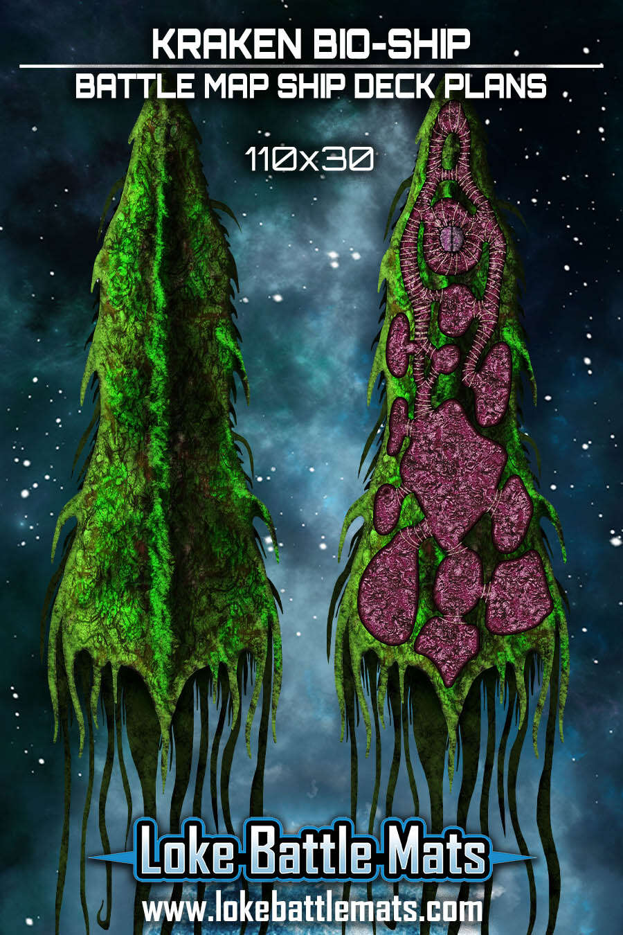 Kraken Bio-Ship - Battle Map Deck Plans - Loke BattleMats | Sci-Fi and ...