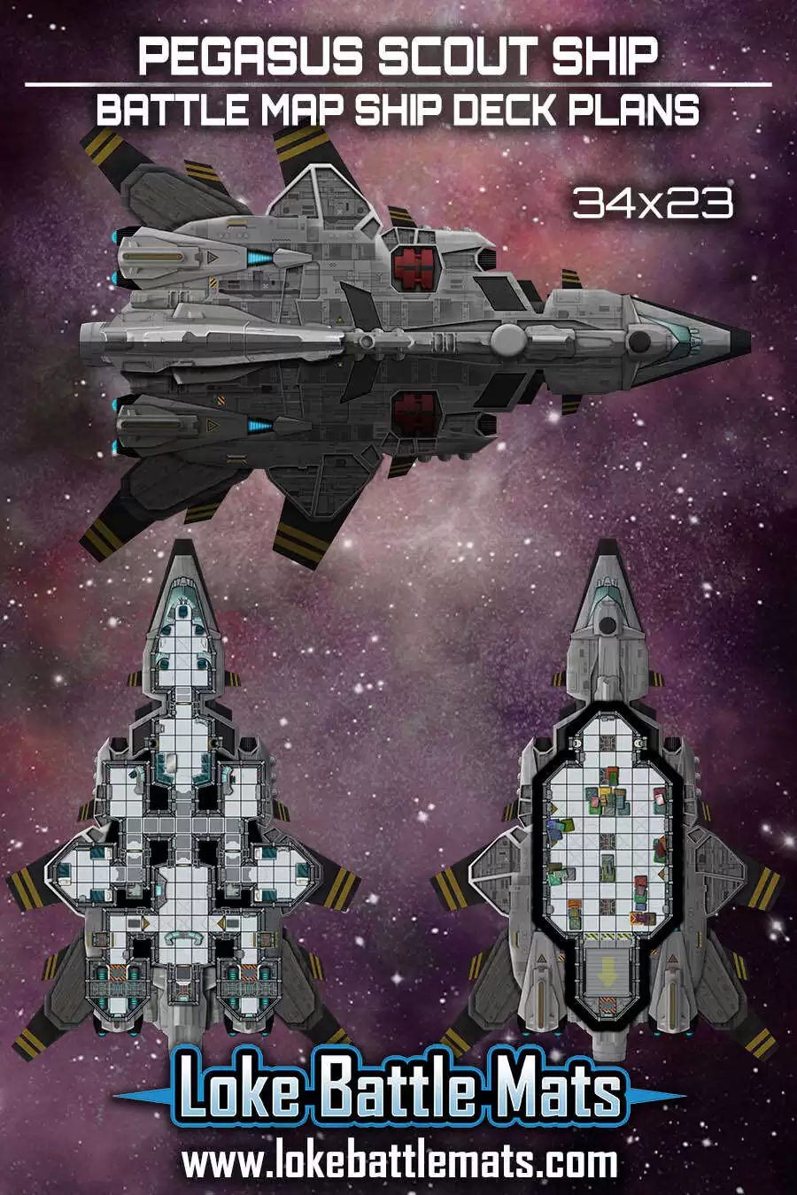 Pegasus Scout Ship - Battle Map Deck Plans - Loke BattleMats | Sci-Fi ...