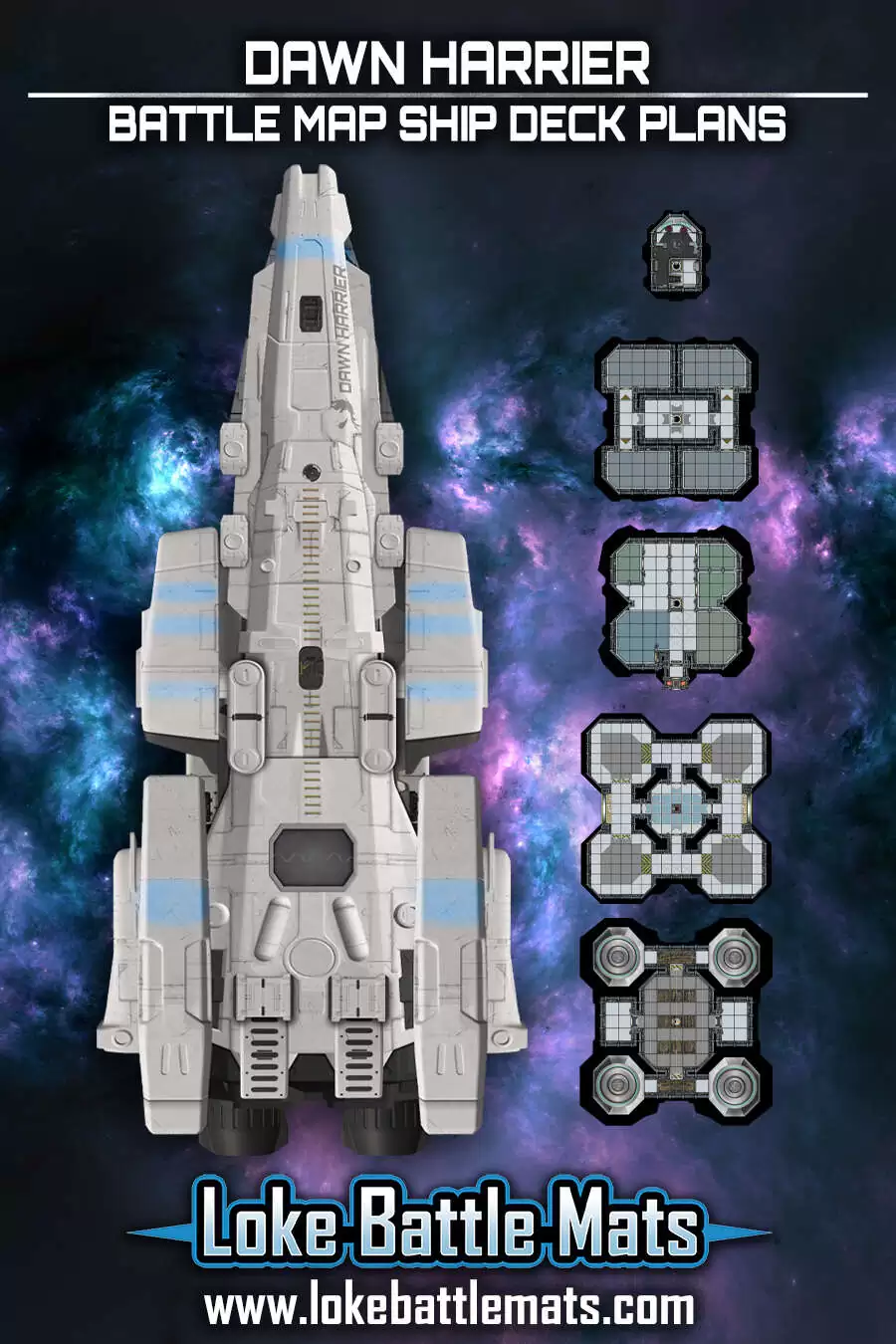 Dawn Harrier - Vertical Space Craft Battle Map Deck Plans - Loke BattleMats | Sci-Fi and Modern ...