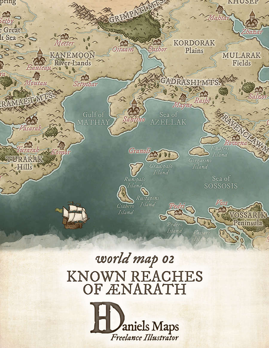 World Map 02 - Aenarath - Daniels Maps | DriveThruRPG