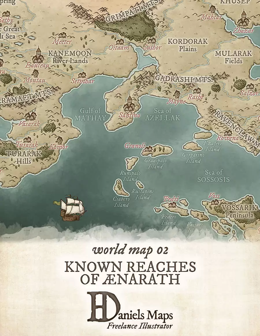 World Map 02 - Aenarath - Daniels Maps | DriveThruRPG