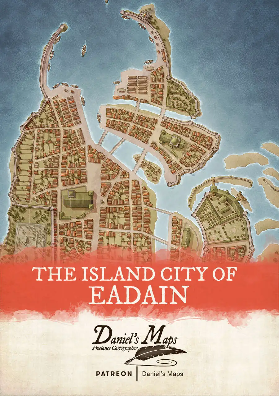 The Island City of Daireen - Fantasy City Map by Daniel's Maps ...