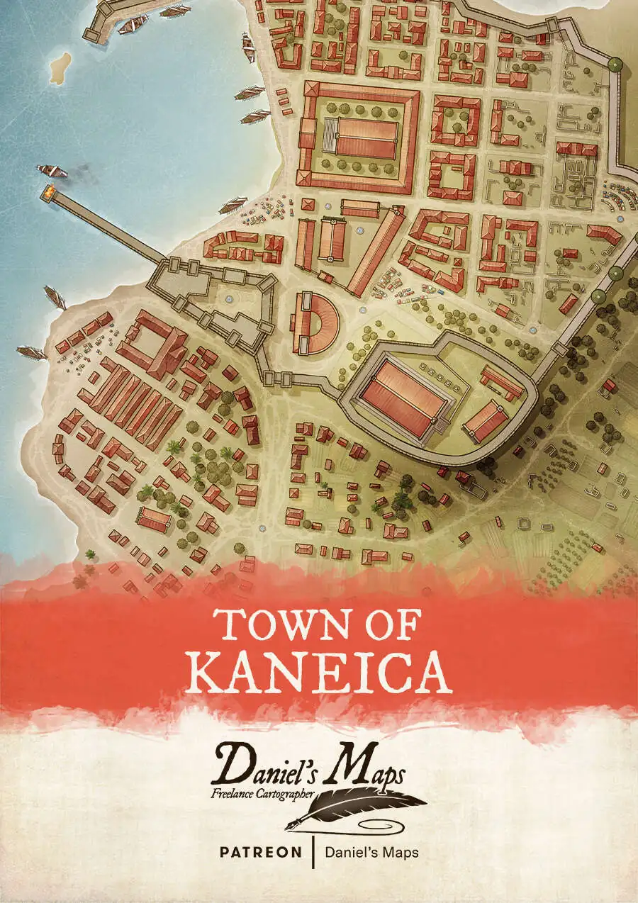 The Ancient Greek Town of Kaneica - Fantasy Town Map by Daniel's Maps ...