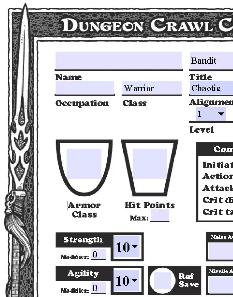 AutoFill Dungeon Crawl Classics Character Sheets (DCC) - Horseshark ...