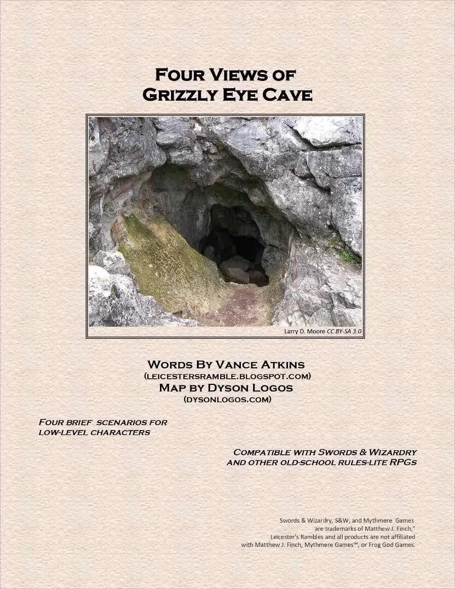 Four Views of Grizzly Eye Cave - Leicester's Rambles | DriveThruRPG