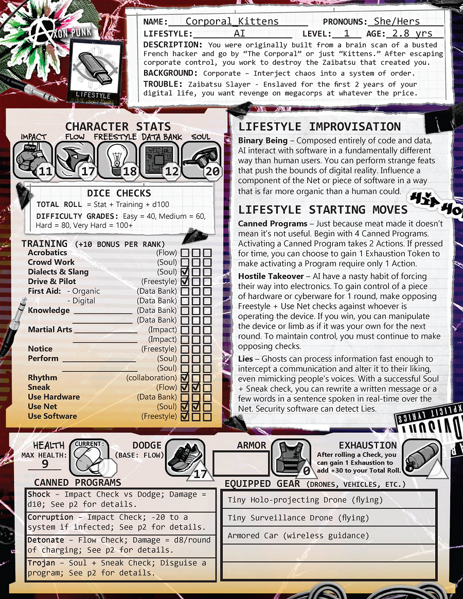 Axon Punk: Expanded - Character and Cheat Sheet Packet - Wrong Brothers ...