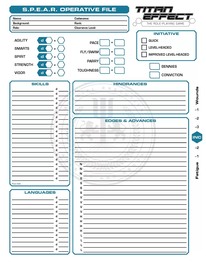 Titan Effect RPG: Character Folio - Knight Errant Media | DriveThruRPG