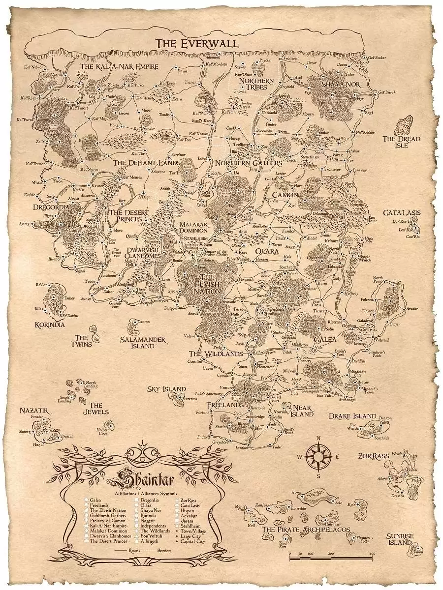 Shaintar Poster Map (Classic Monochrome) - Savage Mojo | Shaintar ...