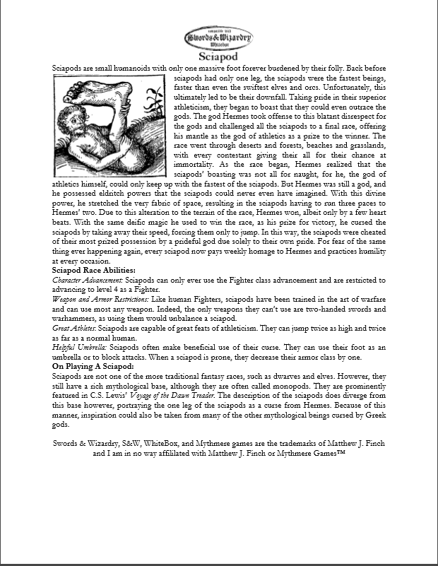 Sciapod Race - Lernaean Studio | DriveThruRPG