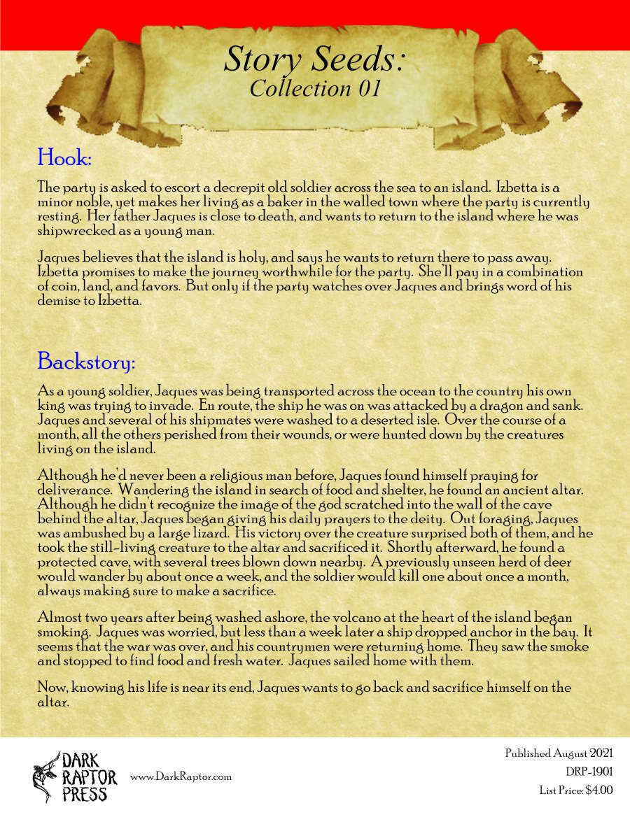 Story Seeds Collection 01 - Dark Raptor Press | DriveThruRPG