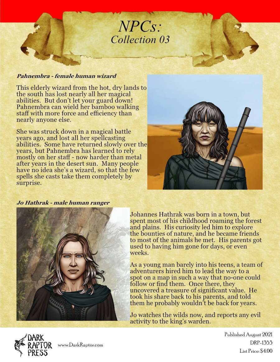NPC Collection 03 - Dark Raptor Press | DriveThruRPG